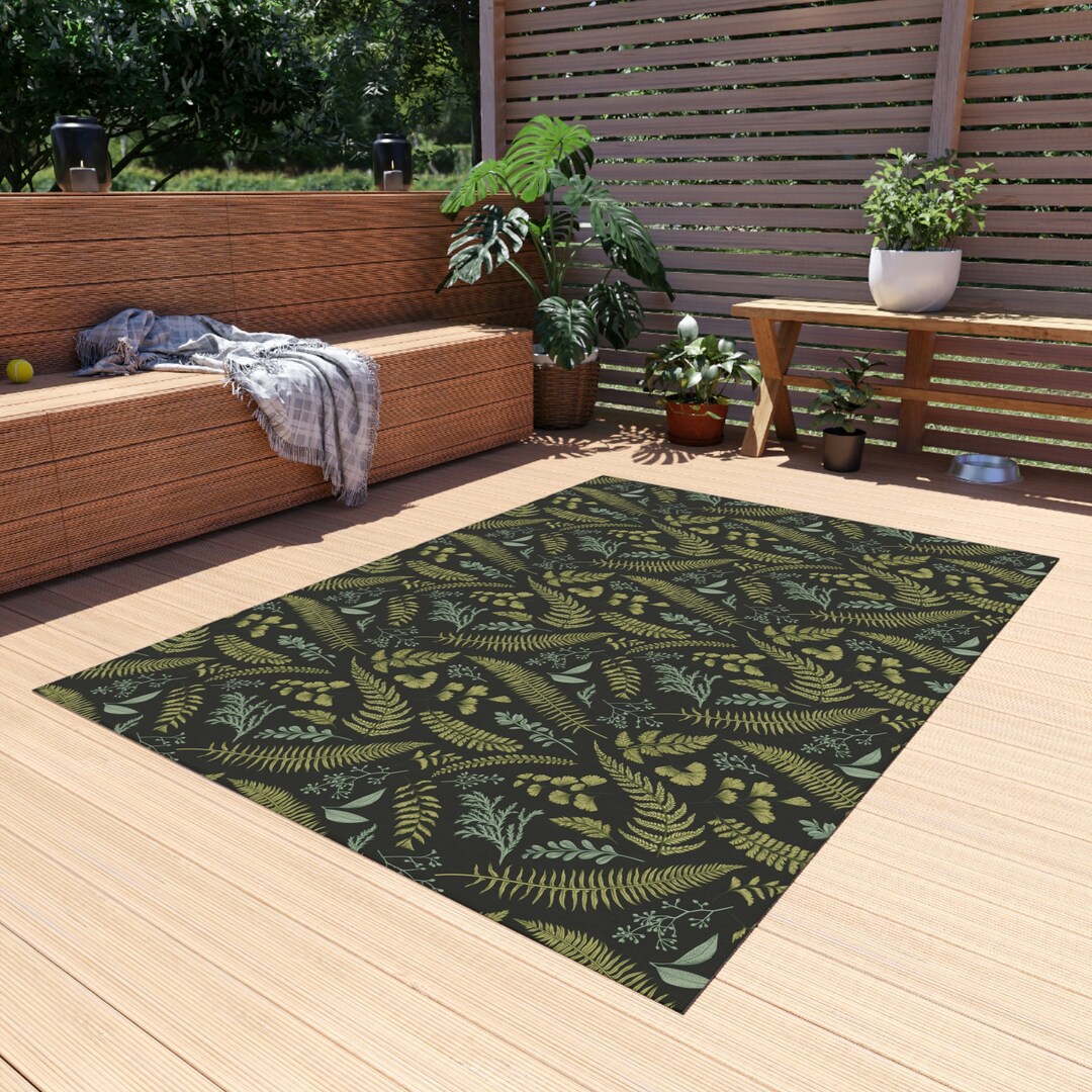Botanical Indoor/outdoor Rug | Cottagecore Rug | Forest Rug | Boho Rug ...