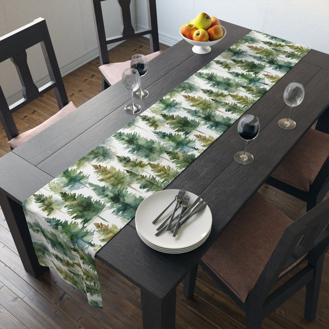 Pine Tree Forest Table Runner | Green Table Runner | Rustic Table ...