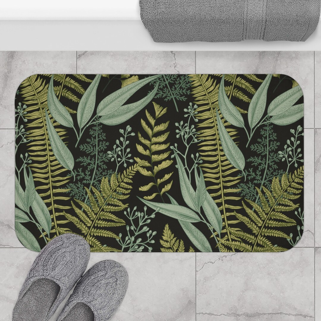 Botanical Bath Mat | Memory Foam Bath Mat | Natural Bath Mat | Green ...