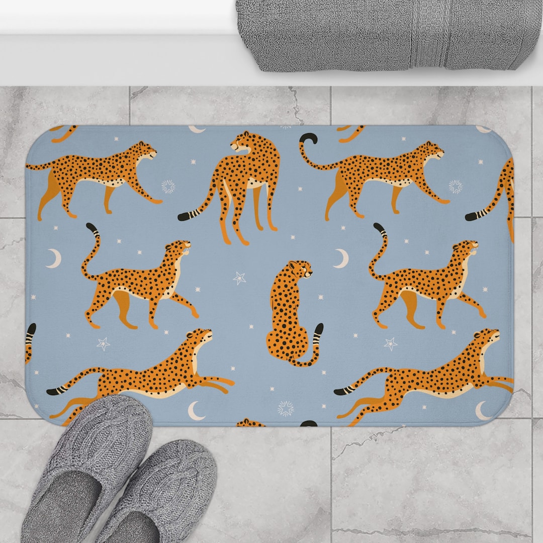 Celestial Leopard Bath Mat | Boho Bath Mat | Dreamy | Abstract ...