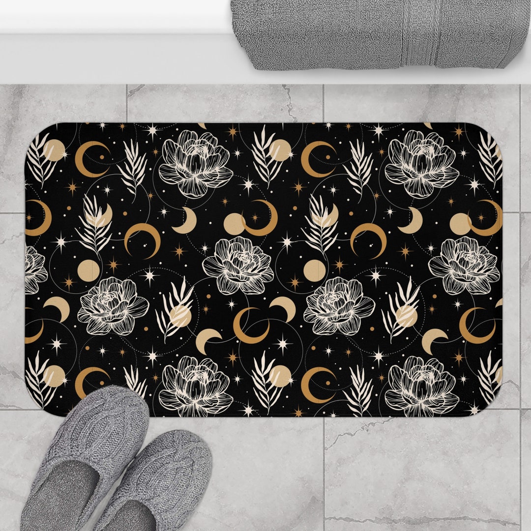 Witchy Bath Mat | Memory Foam Bath Mat | Celestial Bath Mat | Floral ...
