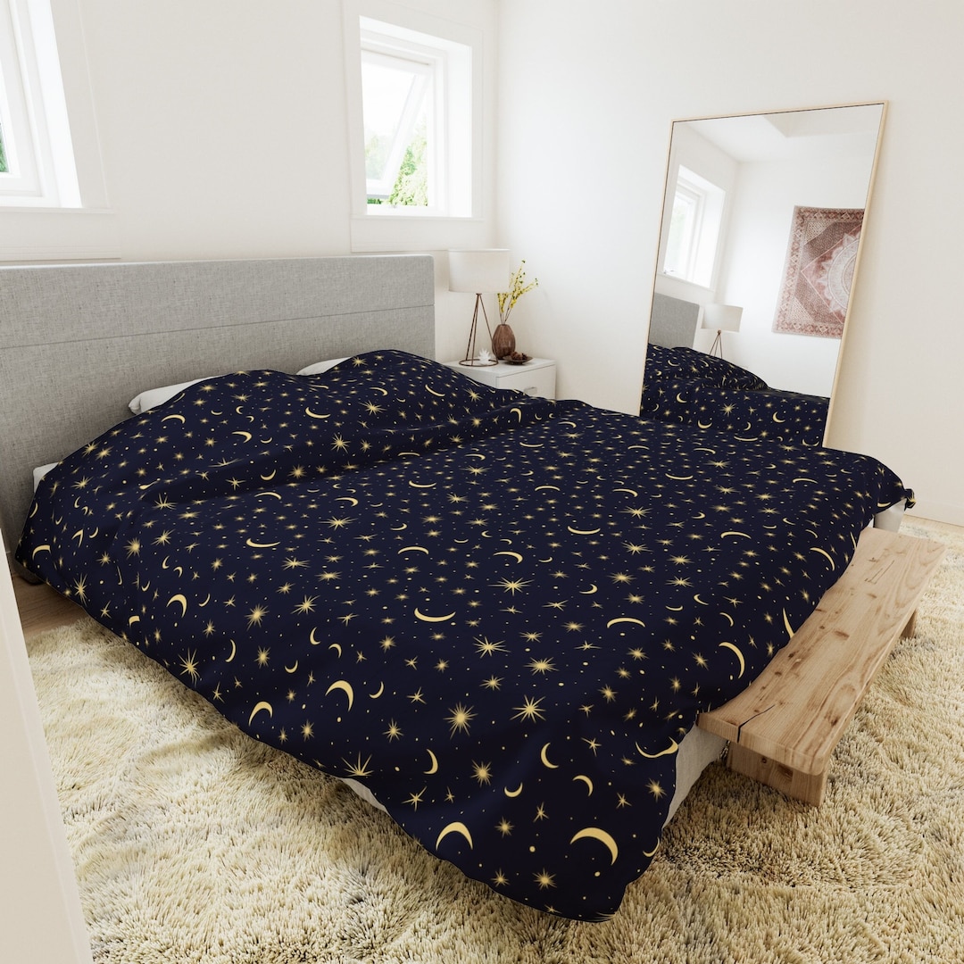 Moon & Stars Duvet Cover | Celestial Duvet | Whimsigoth Duvet | Blue ...