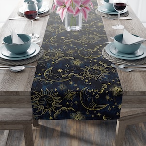 Celestial Table Runner | Bohemian Table Runner | Sun and Moon | Witchy ...