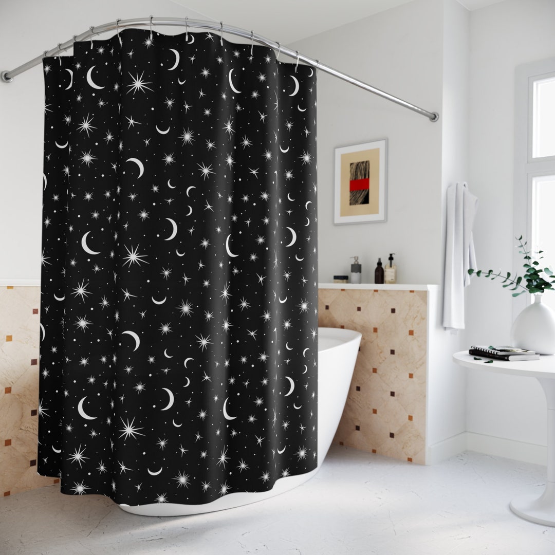 Moon and Stars Shower Curtain | Celestial Shower Curtain | Witchy ...