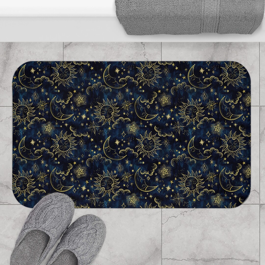 Mystical Sun & Moon Bath Mat | Boho Decor | Celestial Bath Decor ...