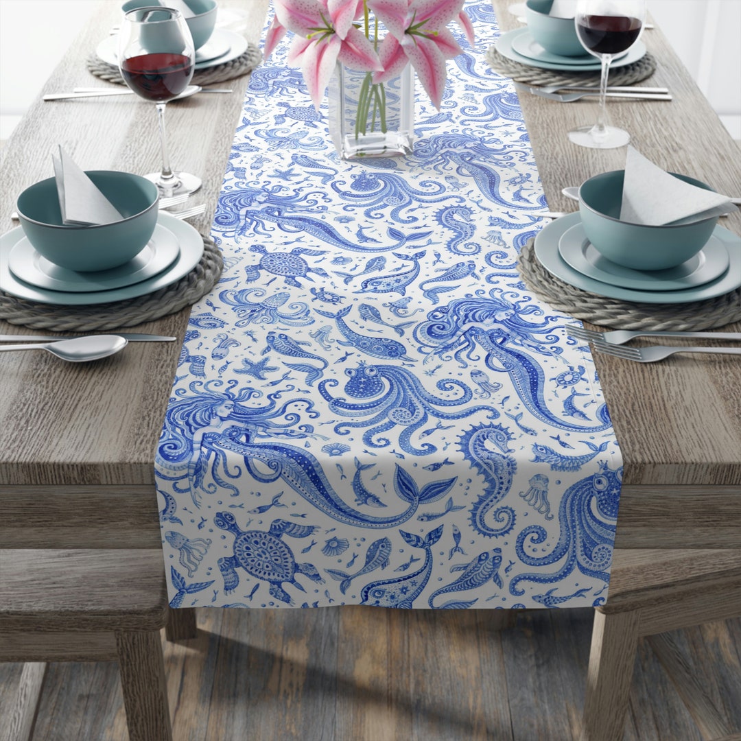 Vintage Mermaid Table Runner | Summer Table Runner | Mermaid Table ...