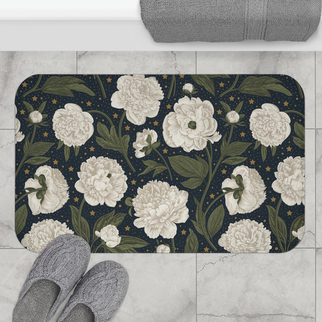Whimsigoth Bath Mat | Celestial Bath Decor | Floral Bath Mat | Star ...