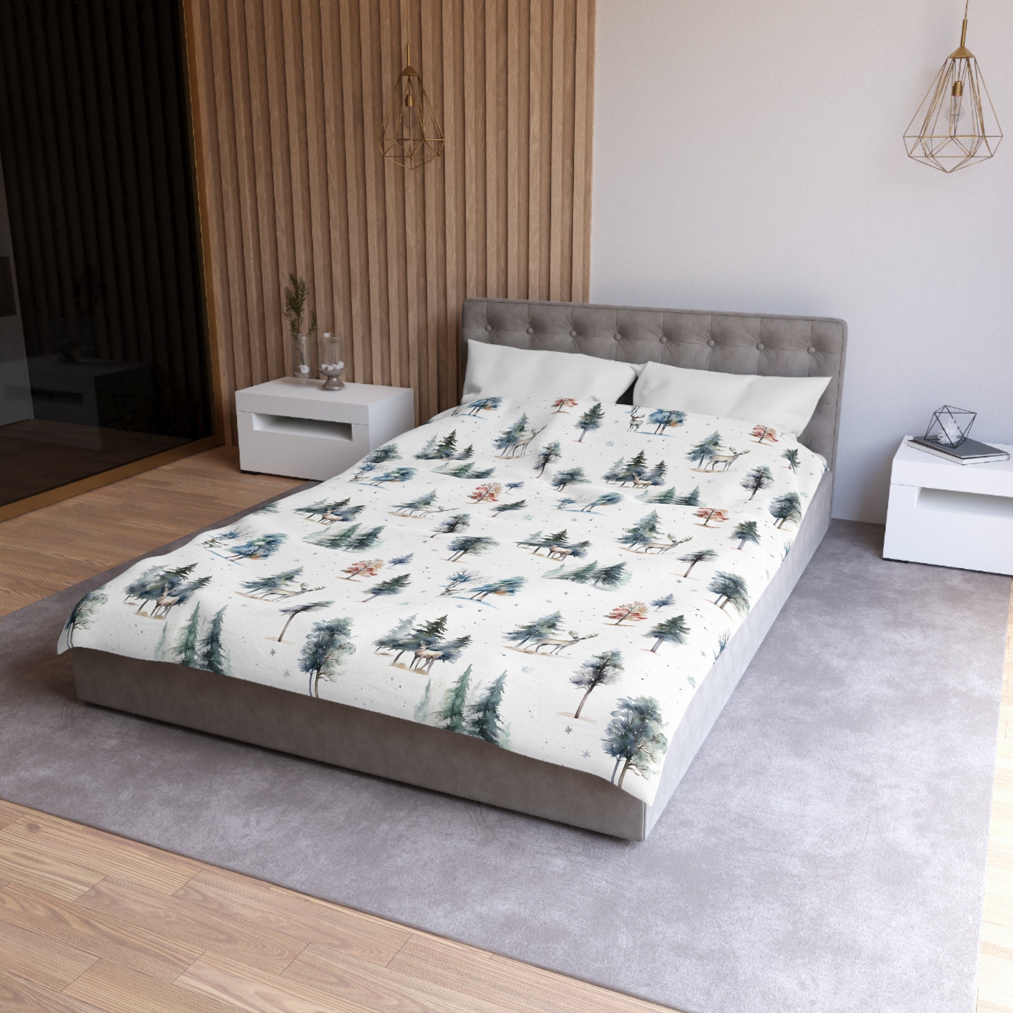 Winter Duvet Cover | Reindeer | Snow | Winter Bedding | Christmas ...