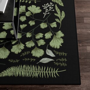 Black Botanical Area Rug | Indoor/outdoor Rug | Vintage | Fern ...