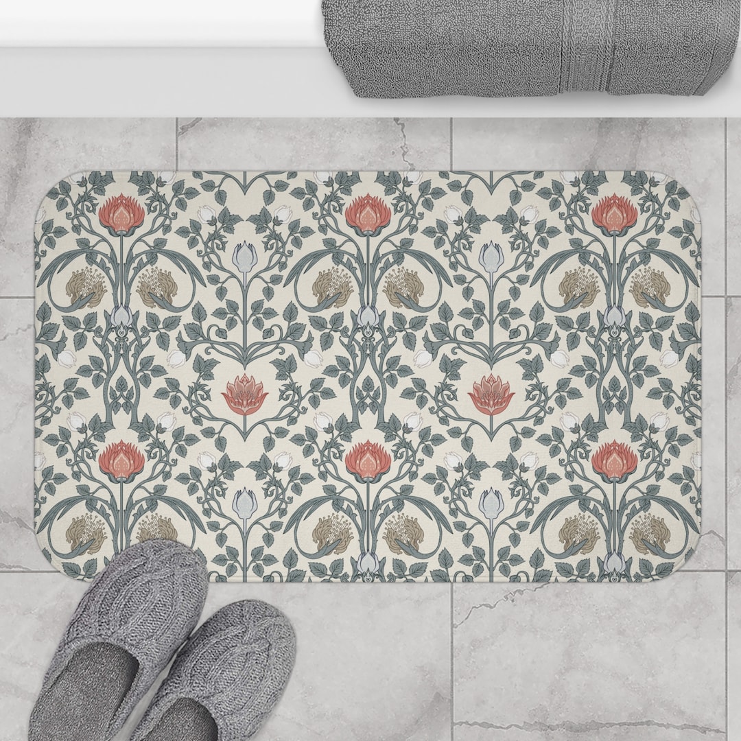 William Morris Bath Mat Retro Vintage Antique Botanical Bath Decor ...