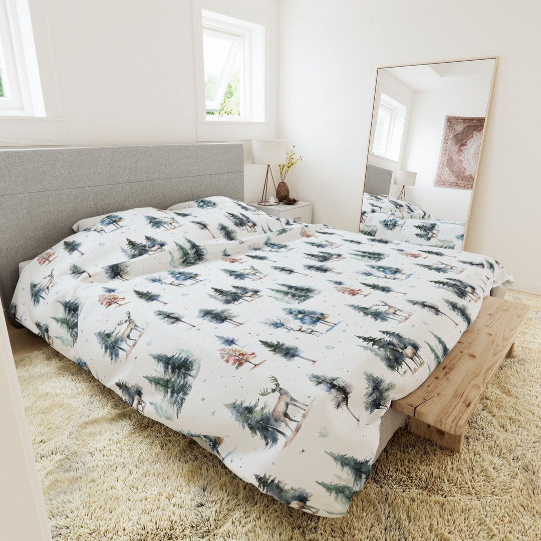 Winter Duvet Cover | Reindeer | Snow | Winter Bedding | Christmas ...