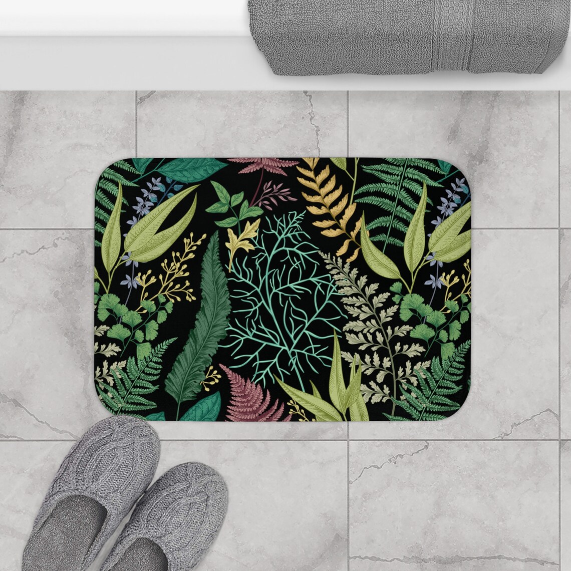 Summer Forest Bath Mat | Tropical Rainforest Theme | Cottagecore Bath ...