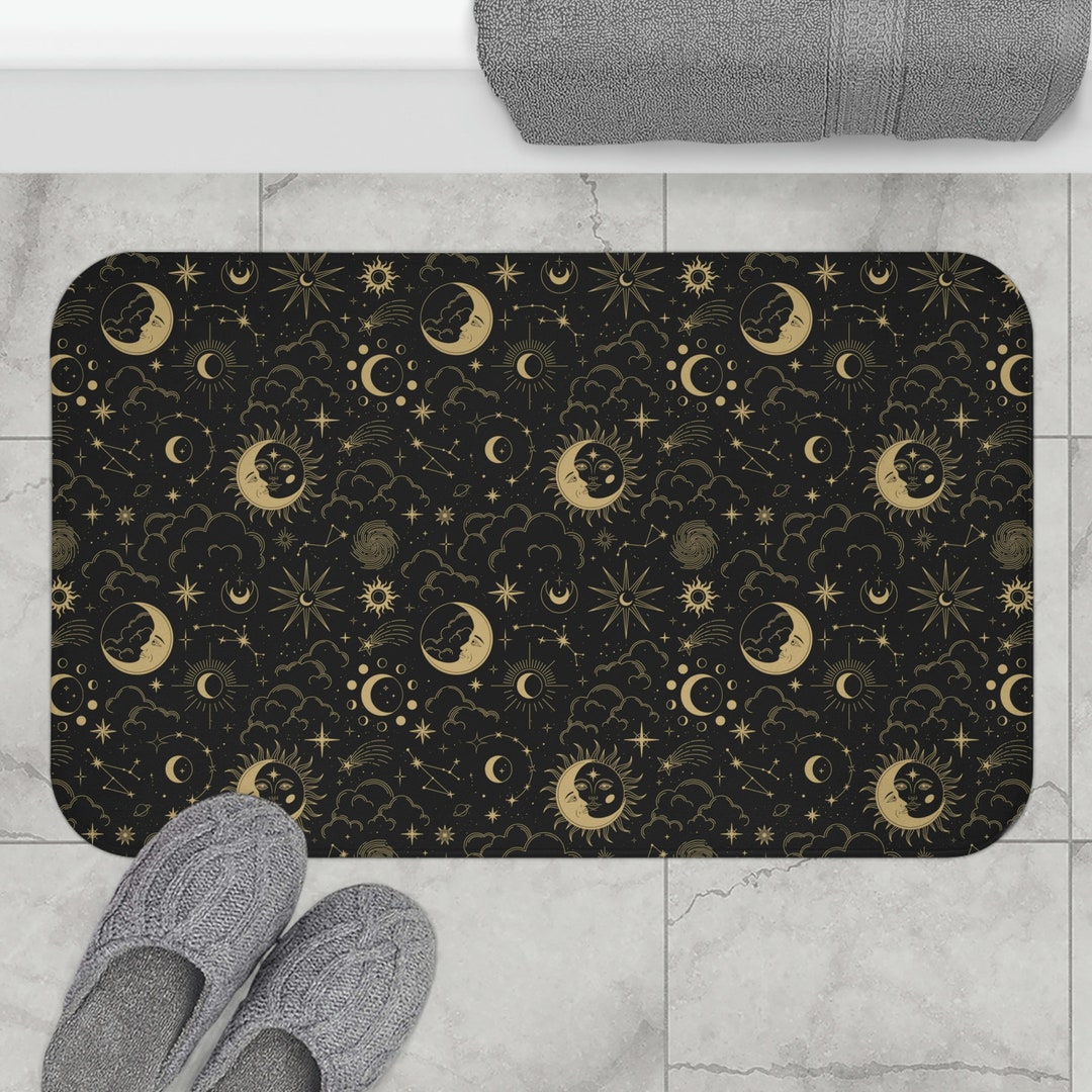 Celestial Bath Mat | Sun Moon Stars | Gothic Bath Mat | Gothic Decor ...