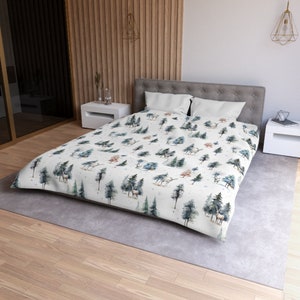 Winter Duvet Cover | Reindeer | Snow | Winter Bedding | Christmas ...