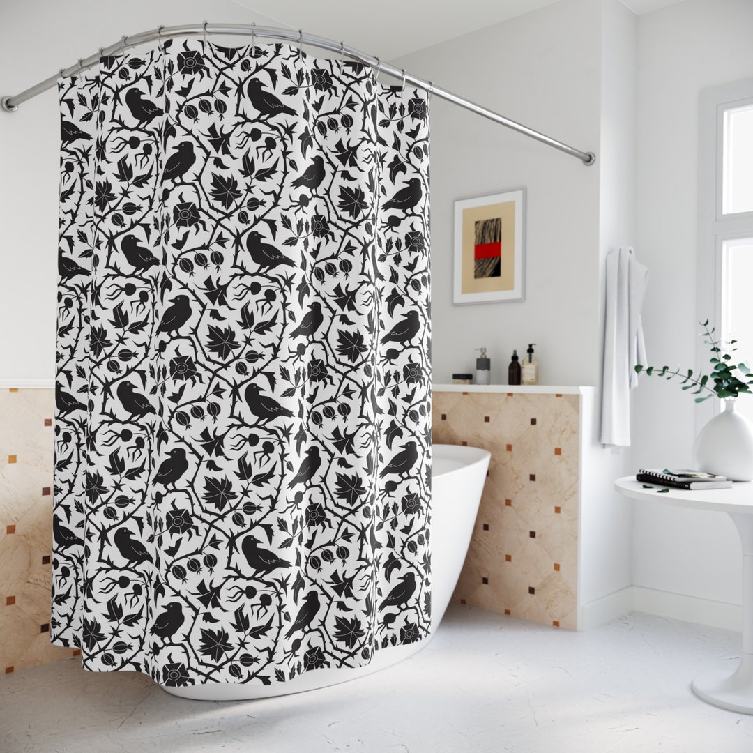 Gothic Shower Curtain | Raven | Crow | Halloween Shower Curtain ...