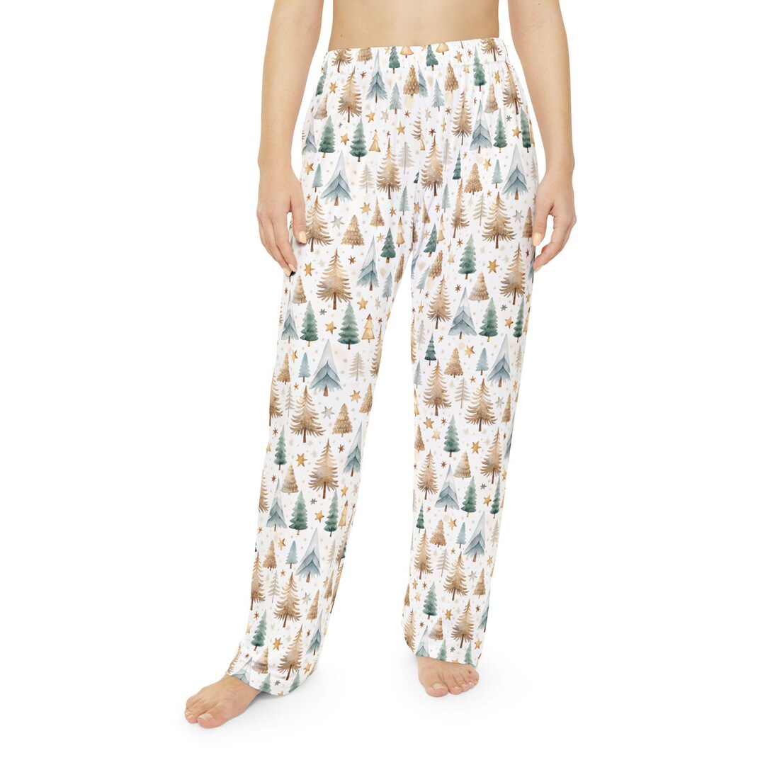 Winter Forest Pajama Pants, Rustic Holiday Lounge Pants, Pine Tree ...