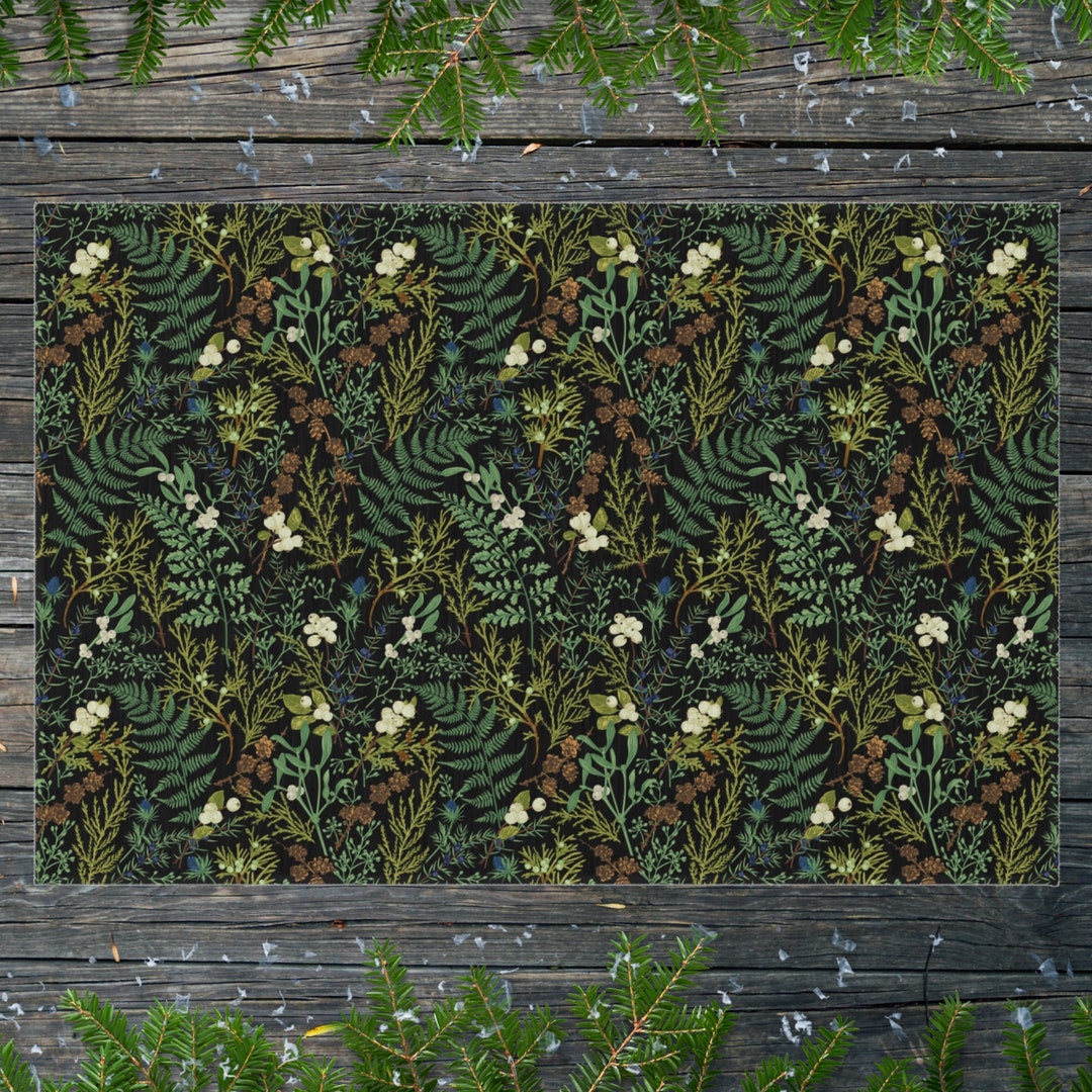 Winter Forest Doormat | Christmas Doormat | Cottagecore Rug | Green ...