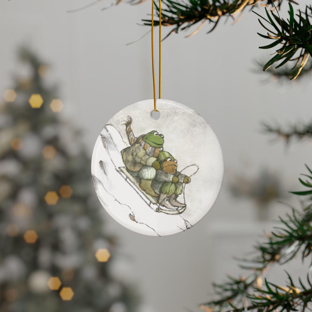 Custom Frog and Toad Sledding Ornament | Handmade Ceramic Christmas ...