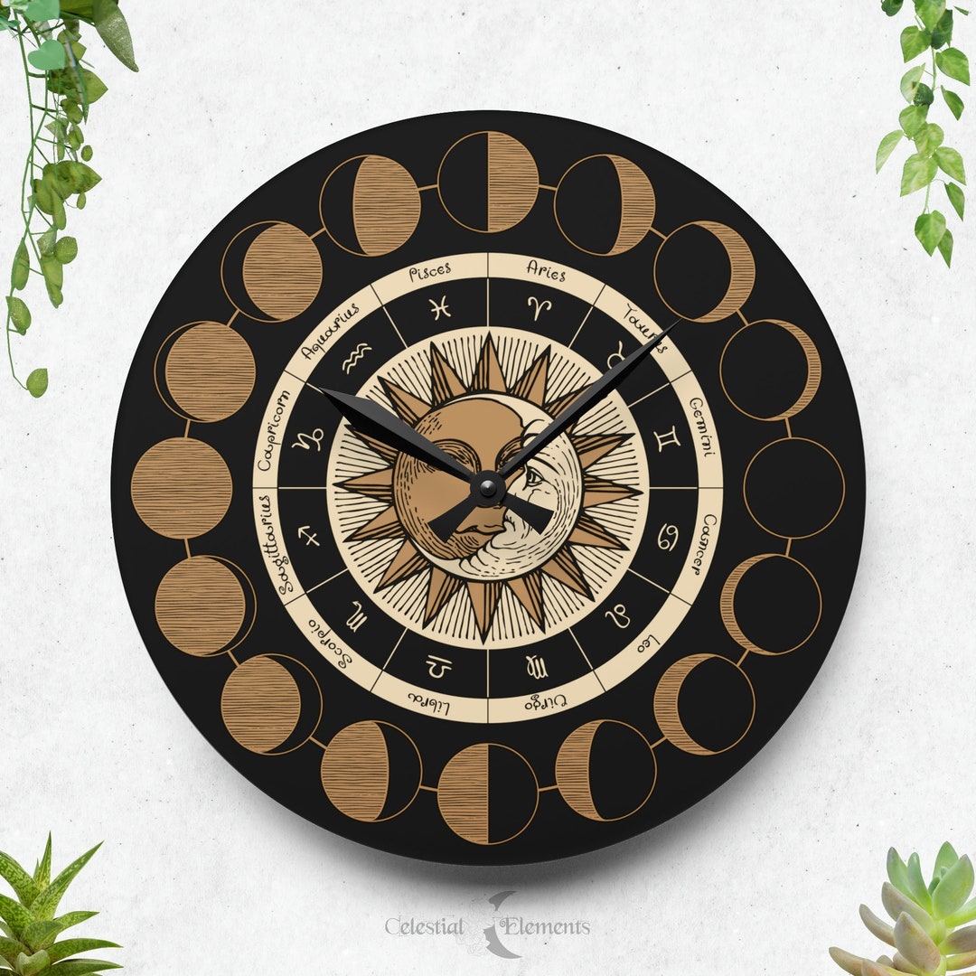 Astrology Wall Clock Moon Phase Clock Acrylic Clock - Etsy