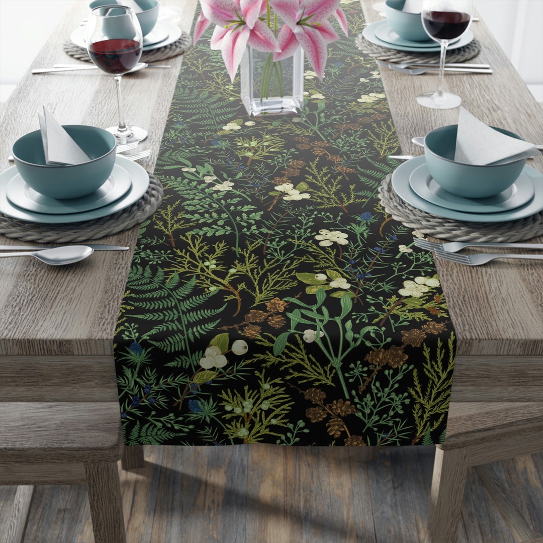 Winter Forest Table Runner | Cottagecore Table Runner | Botanical ...