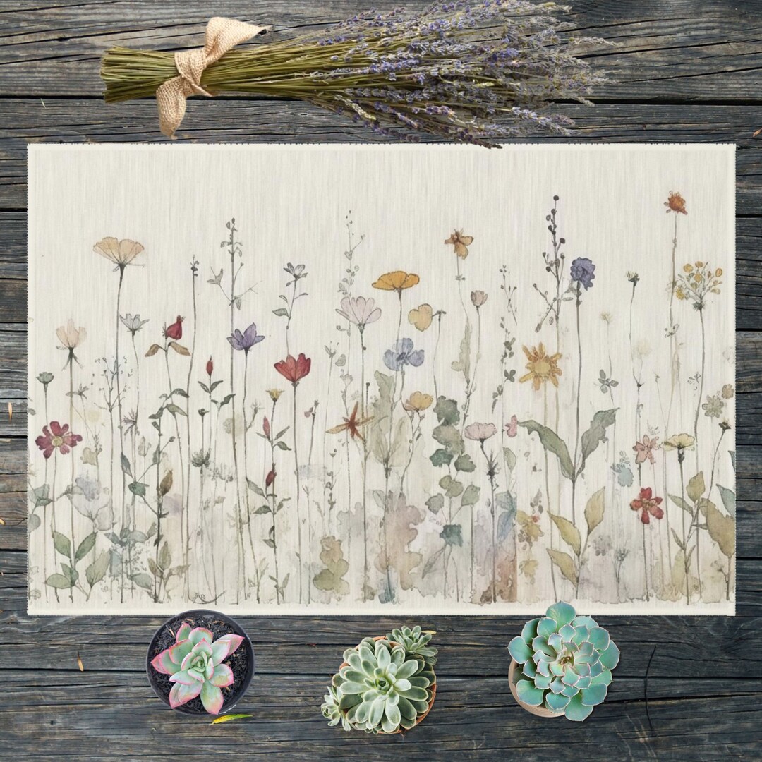 Botanical Doormat | Wildflowers | Indoor/outdoor Mat | Cottagecore ...