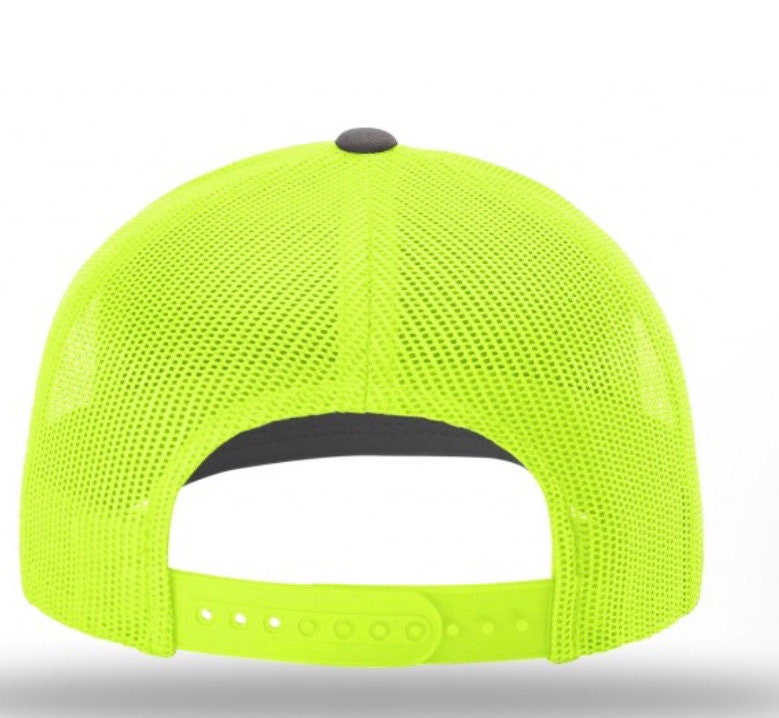 Neon Yellow Richardson Snapback Hat With Leather Husqvarna - Etsy