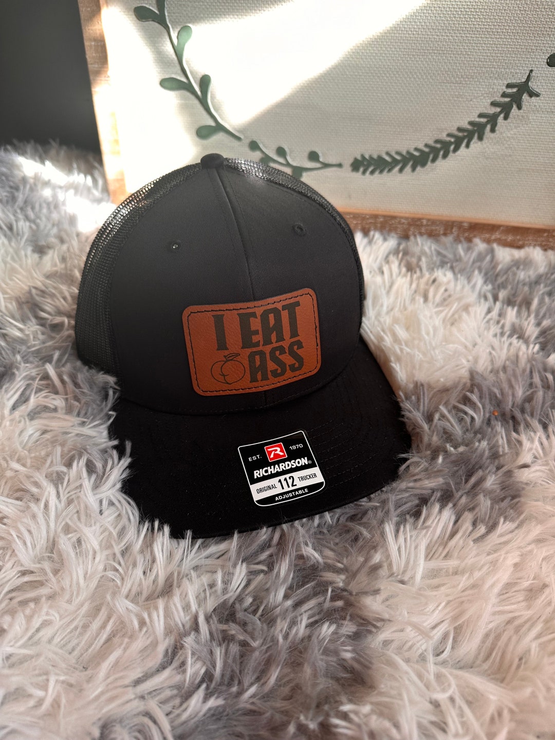 BLACK Richardson 112 Snapback Hat I Eat ASS Patch - Etsy