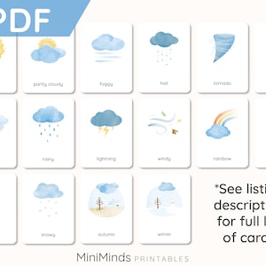WEATHER Nomenclature 3 Part Cards Montessori Friendly Educational and ...