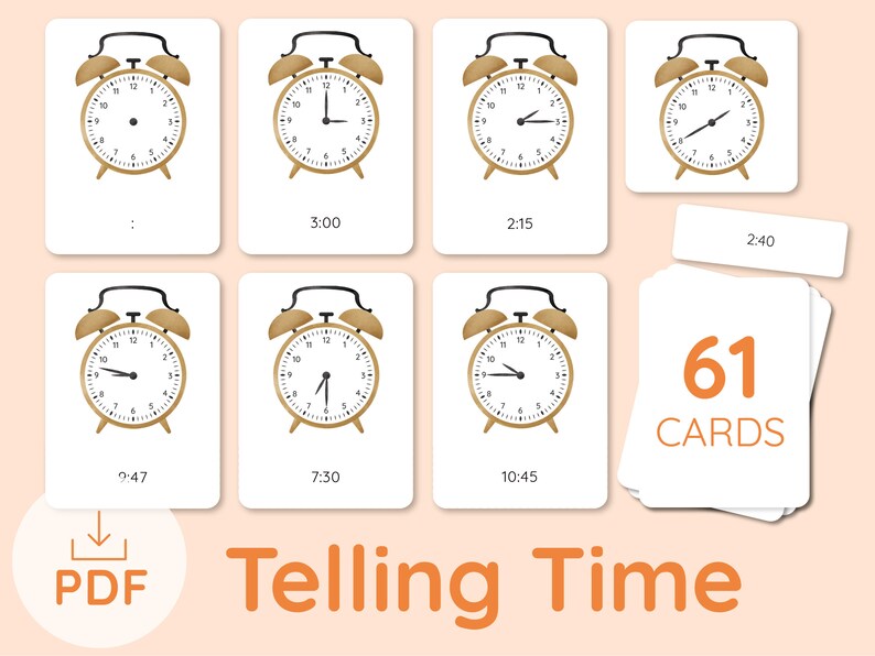 TELLING TIME Nomenclature 3 Part Cards Montessori Friendly - Etsy