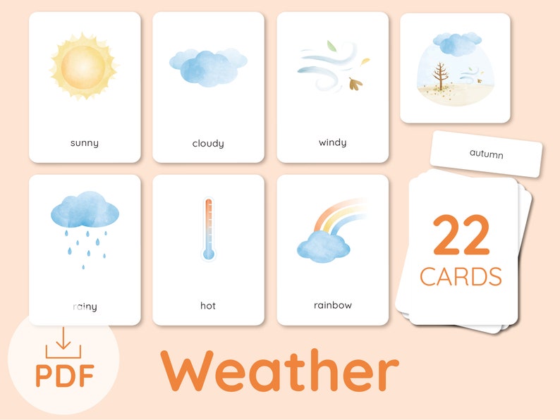 WEATHER Nomenclature 3 Part Cards Montessori Friendly - Etsy