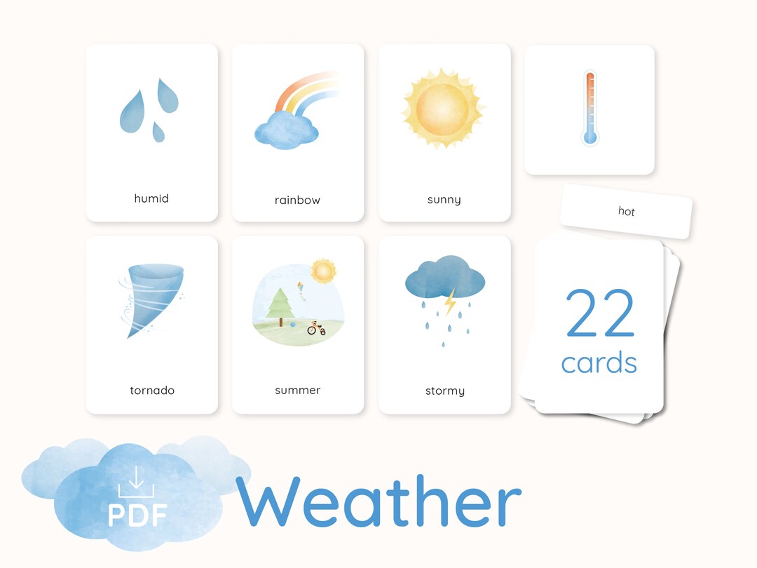 WEATHER Nomenclature 3 Part Cards Montessori Friendly Educational and ...
