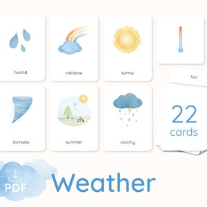 WEATHER Nomenclature 3 Part Cards Montessori Friendly Educational and ...