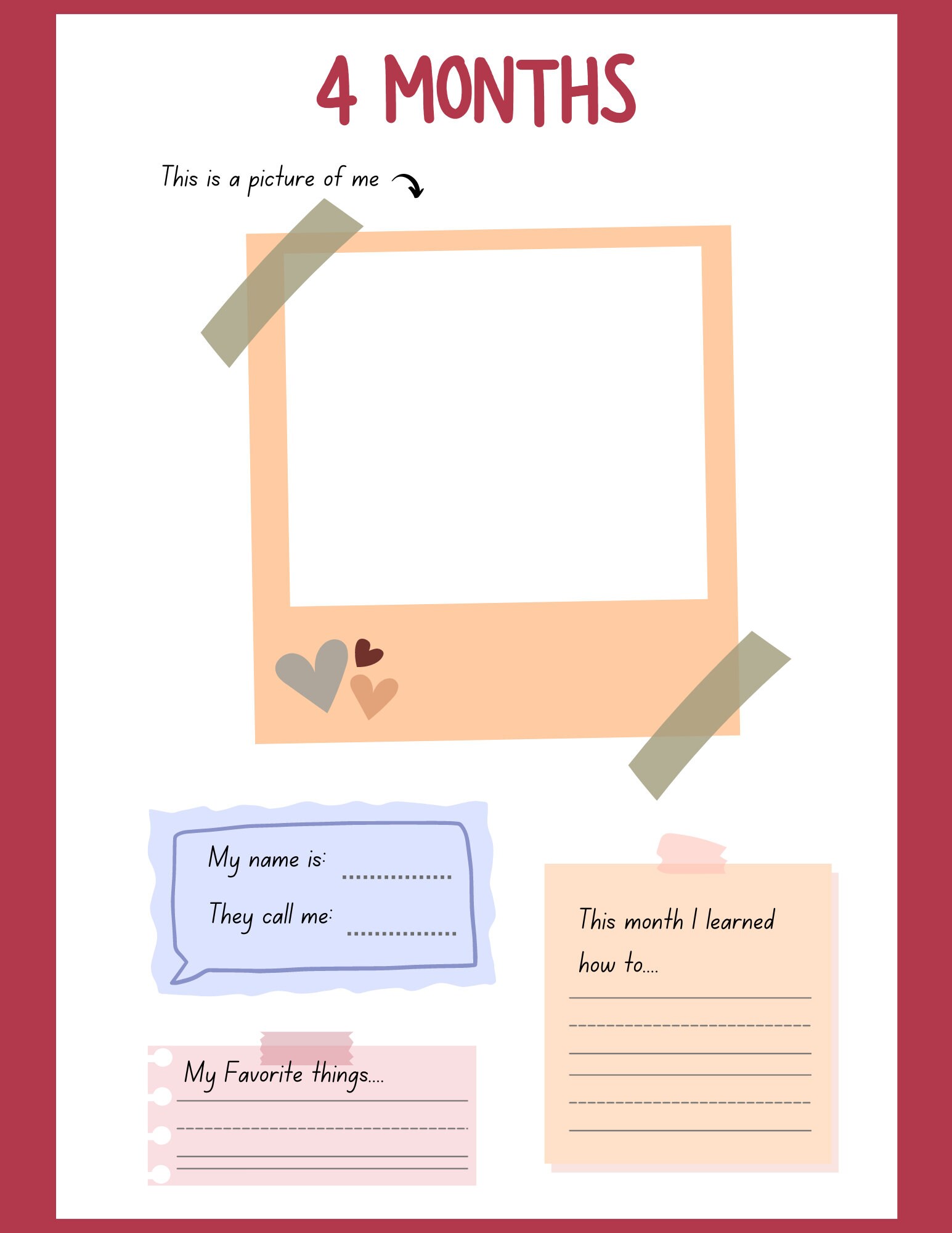 Baby Monthly Update Poster/scrapbook Page - Etsy