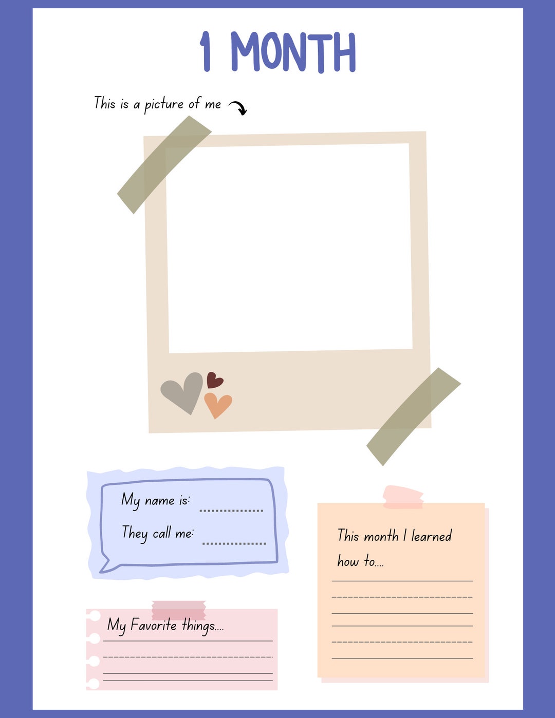 Baby Monthly Update - Poster/scrapbook Page - Etsy