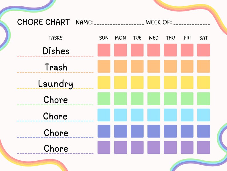 Rainbow Chore Chart - Etsy