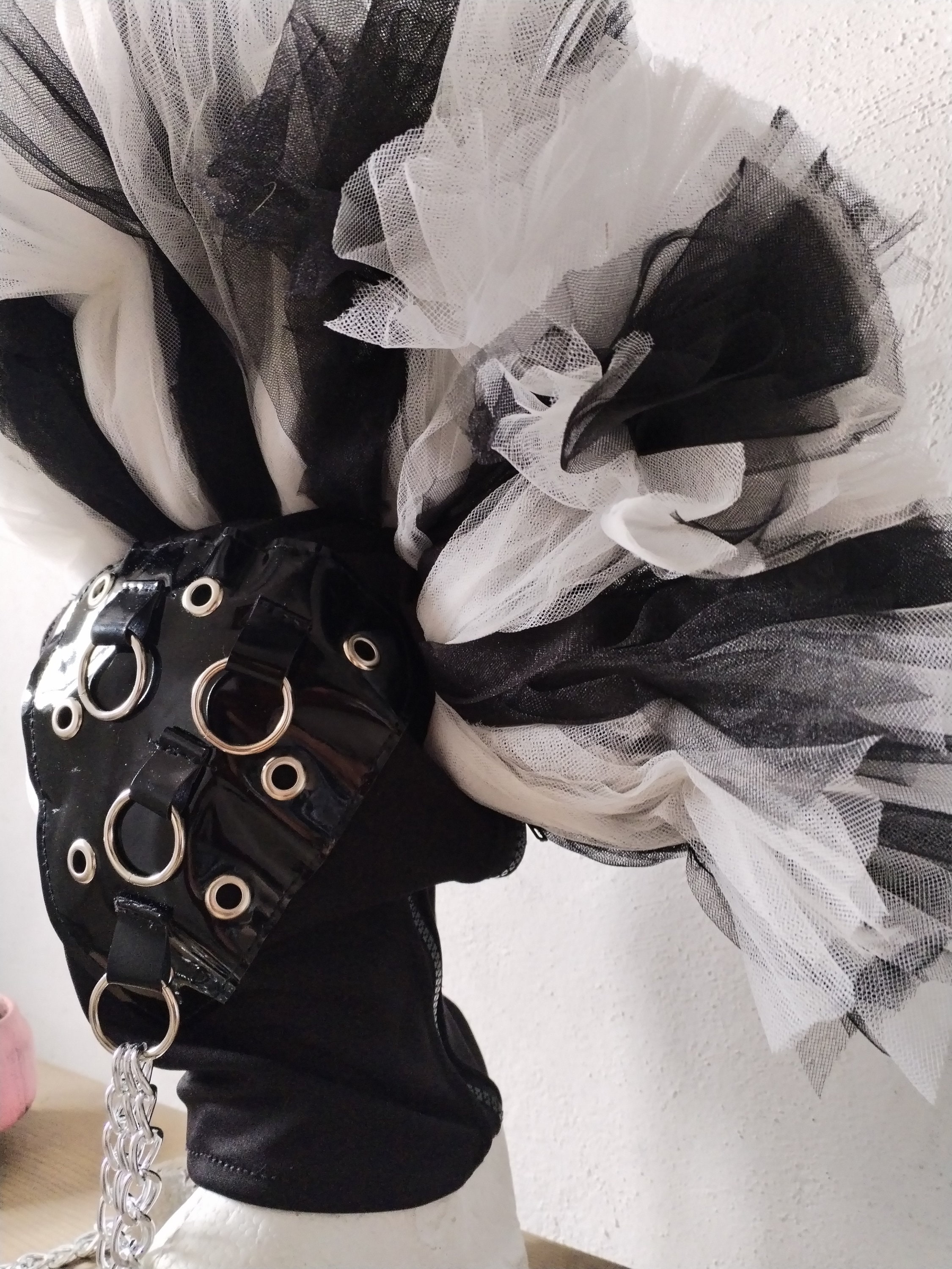 Red Mohawk Facekini With Tulle and Vynil Decor Facekini With Metal ...