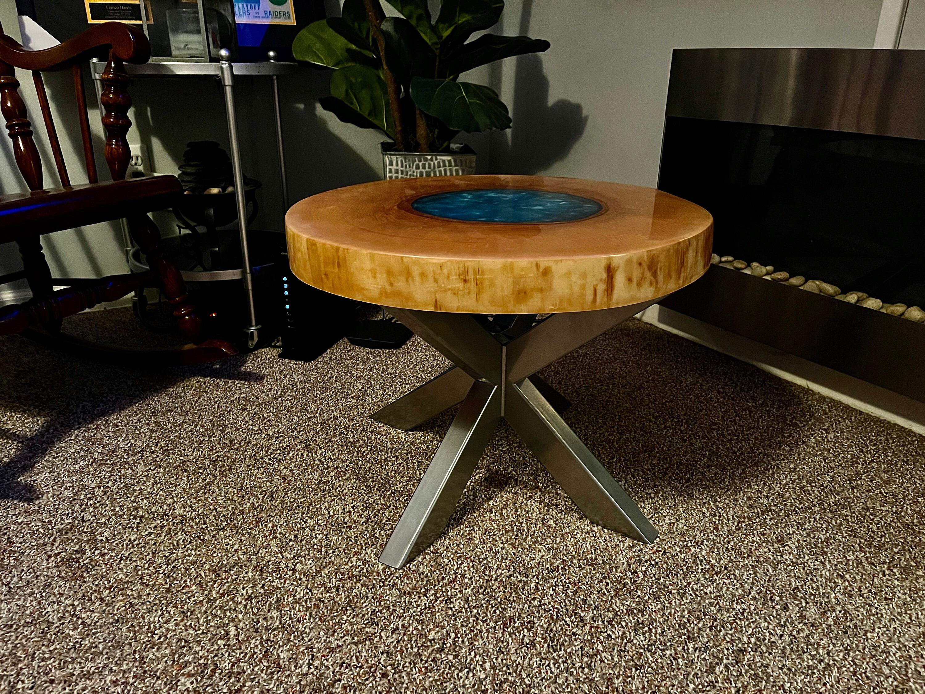 Epoxy Resin Solid Ash Wood Disk cookie Coffee Table on - Etsy