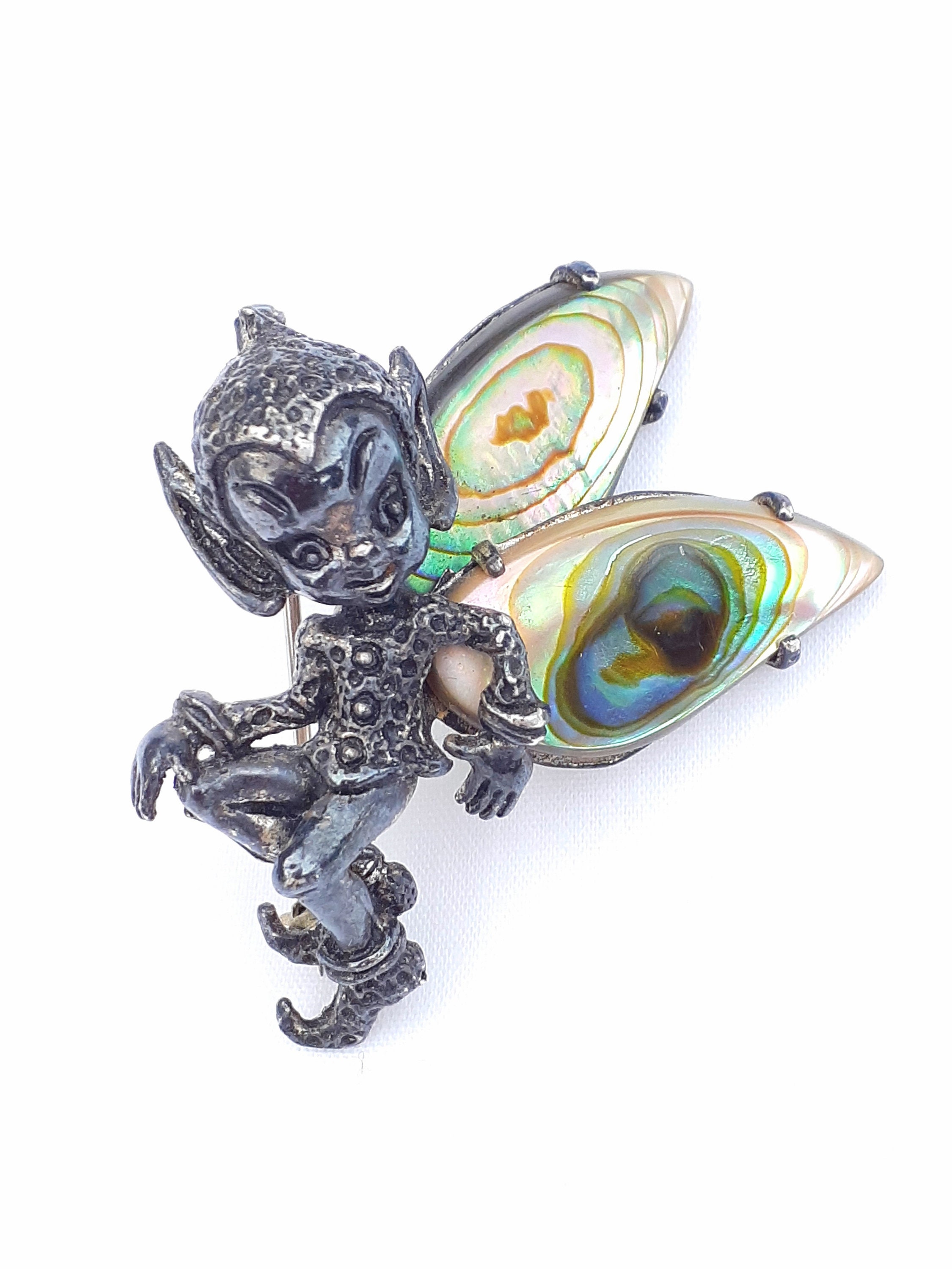Sterling Silver Elf Fairy Abalone Shell Pin Brooch - Etsy