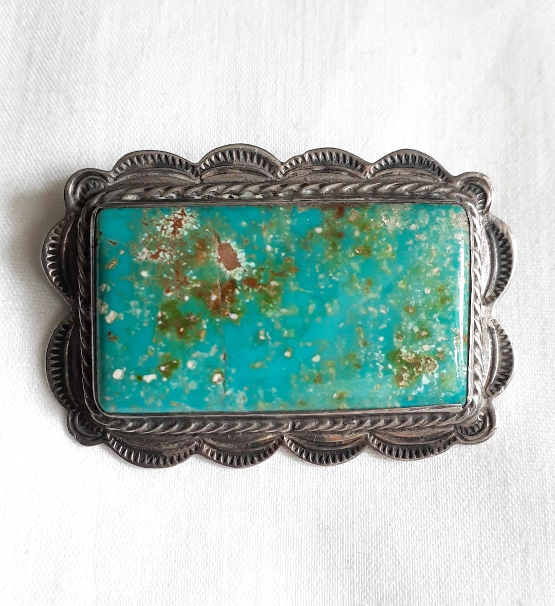 Vintage Navajo Sterling Silver Turquoise Pin Brooch - Etsy