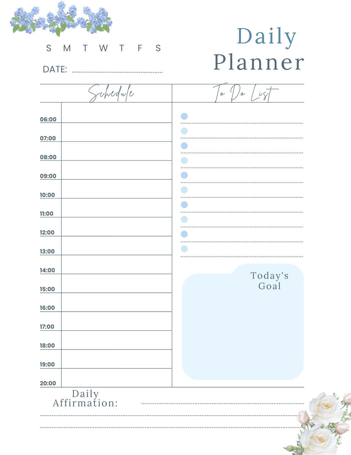 Daily Planner Printable, Instant Download - Etsy