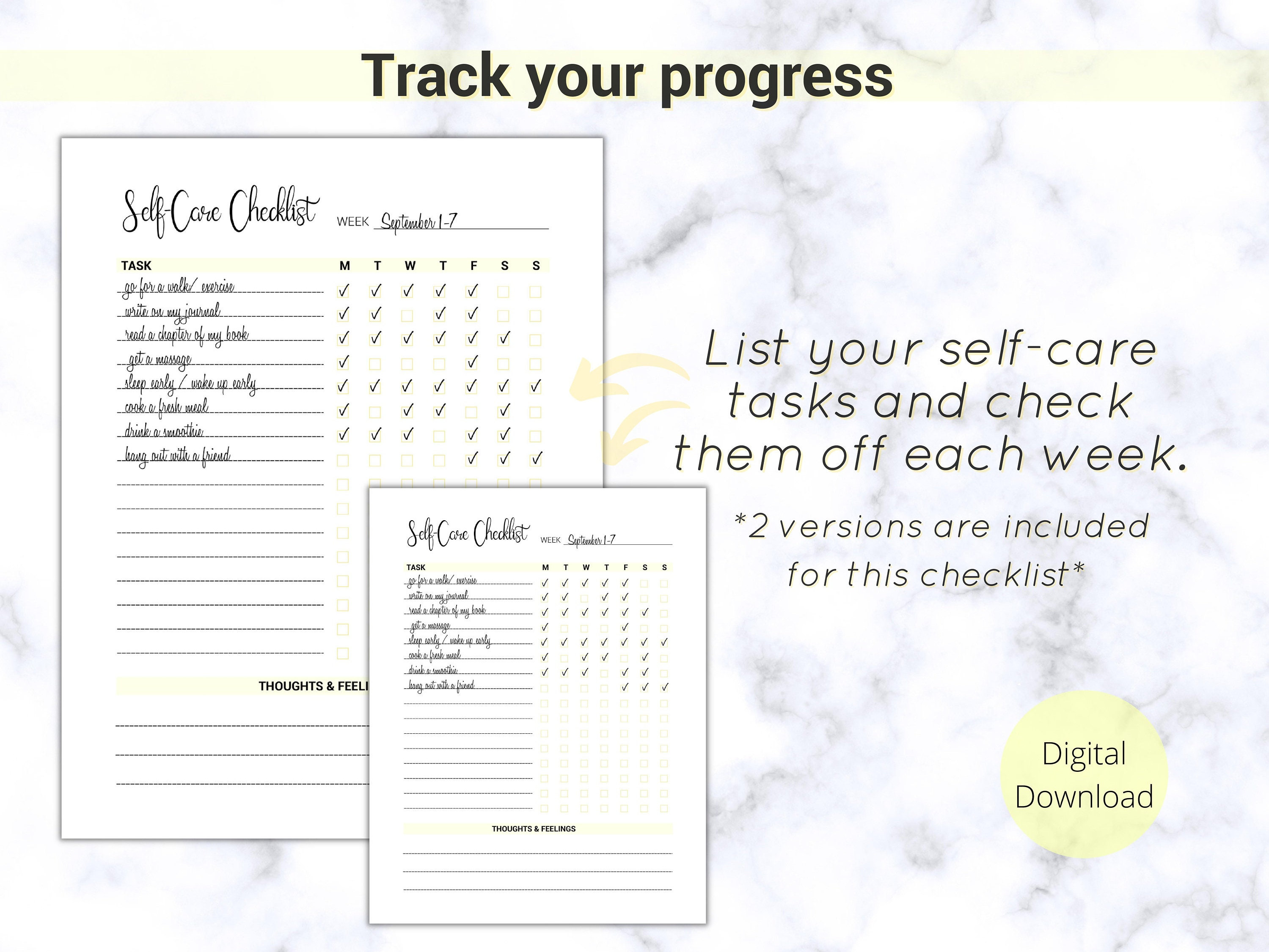 Self Care Checklist, Self-care Planner, Selfcare Journal Digital Gift ...