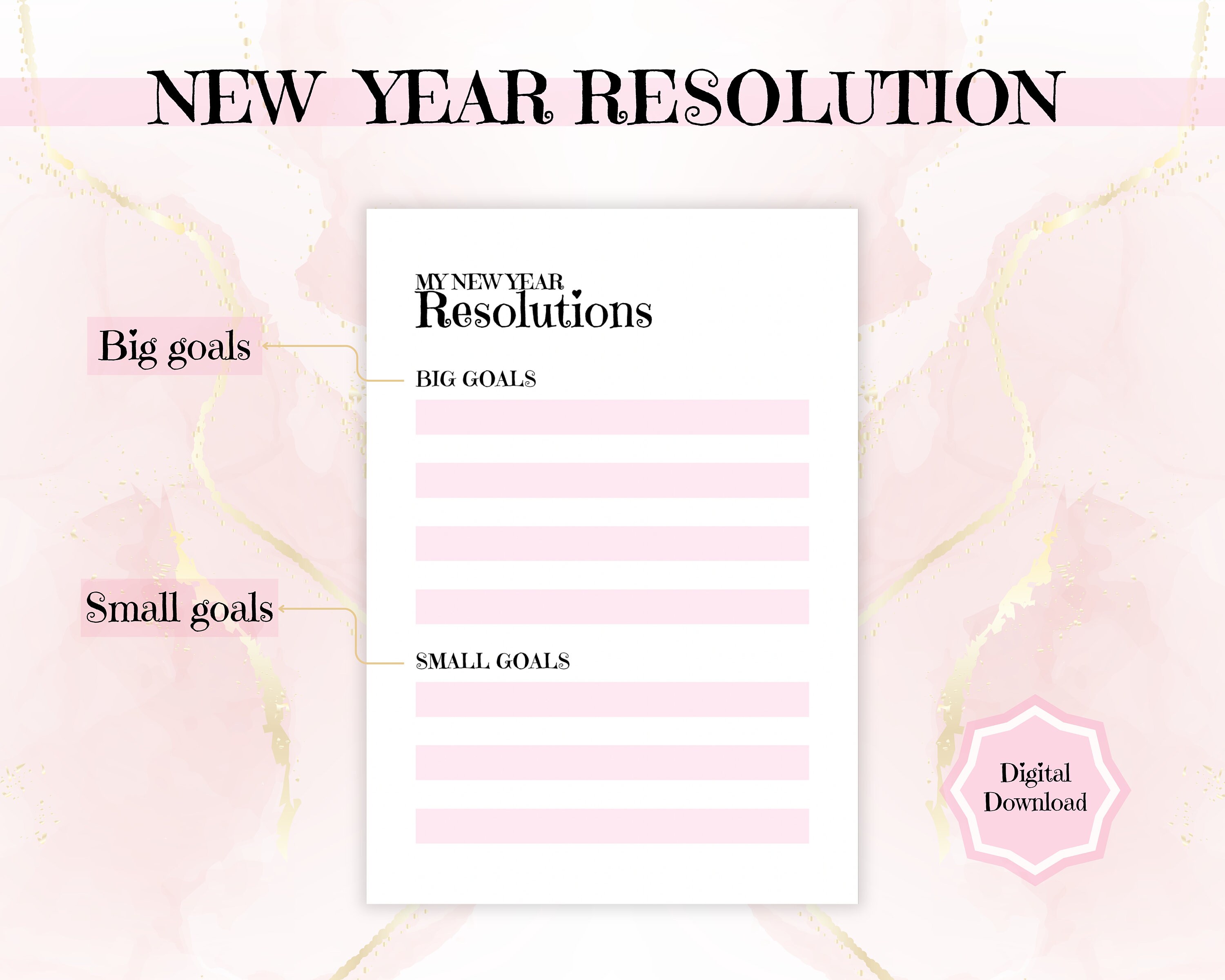 Printable New Year Resolution Goal Setting Templates Bundle Pack ...