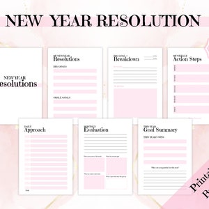 Printable New Year Resolution Goal Setting Templates Bundle Pack ...