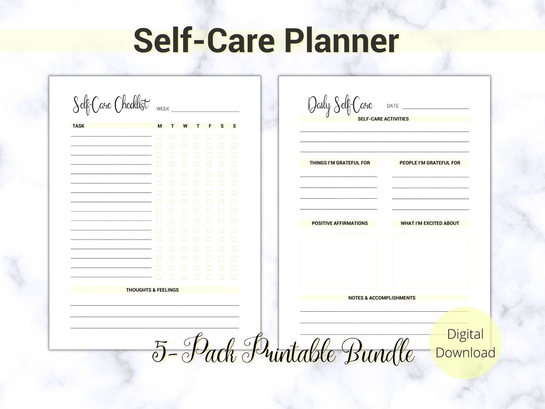 Self Care Checklist, Self-care Planner, Selfcare Journal Digital Gift ...