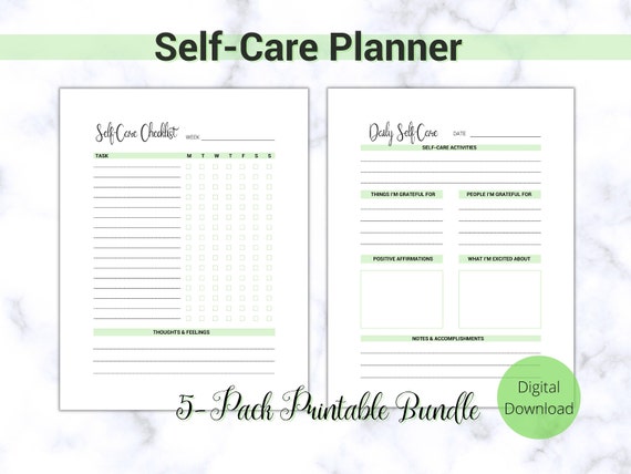 Self Care Checklist Self Care Planner Selfcare Journal Etsy