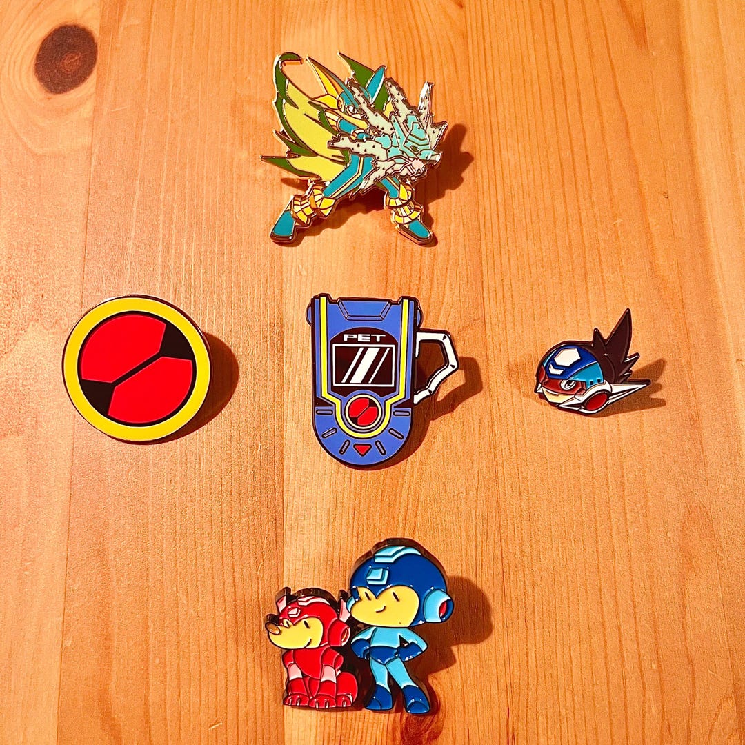 Mega Man Collectible Enamel Pins Battle Network, Star Force, Bass, Rush ...