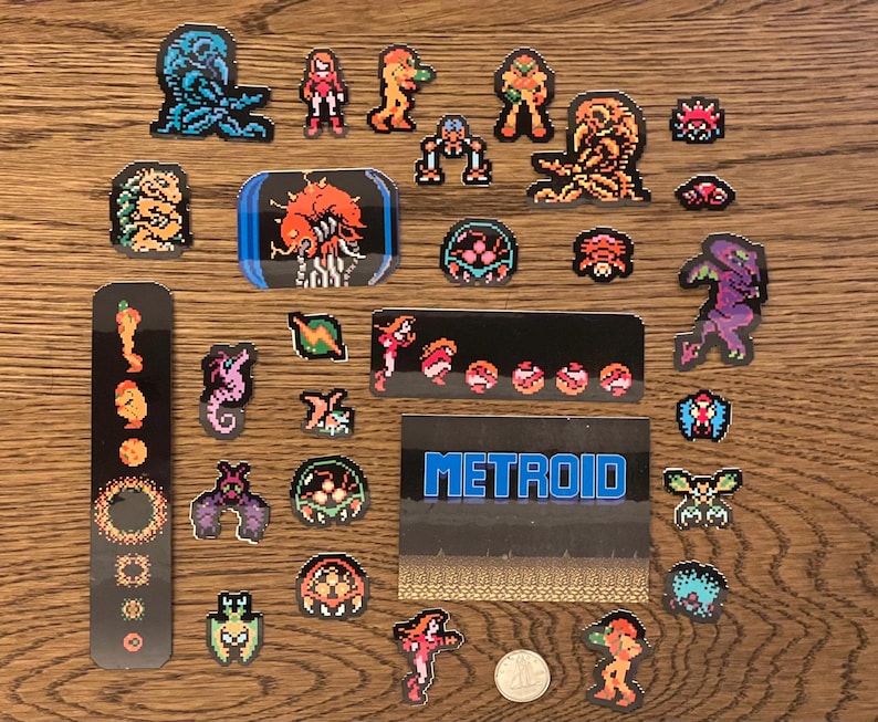Retro 8-bit NES Stickers | Mario, Zelda, Final Fantasy, Metroid, Mega ...