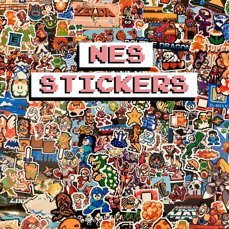 Retro 8-bit NES Stickers | Mario, Zelda, Final Fantasy, Metroid, Mega ...