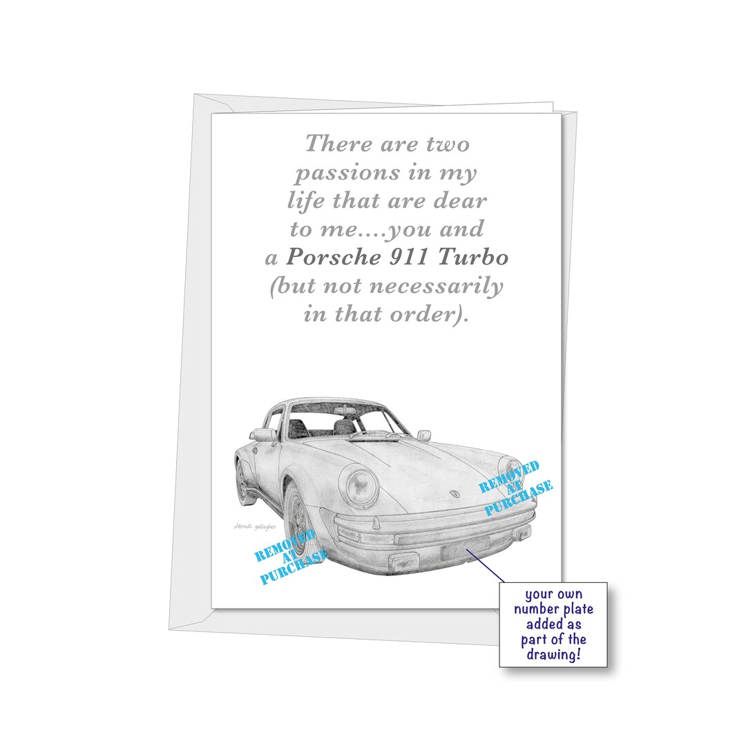 Porsche 911 Turbo Greeting Card, Personalised, Hand-drawn Choice 3. - Etsy