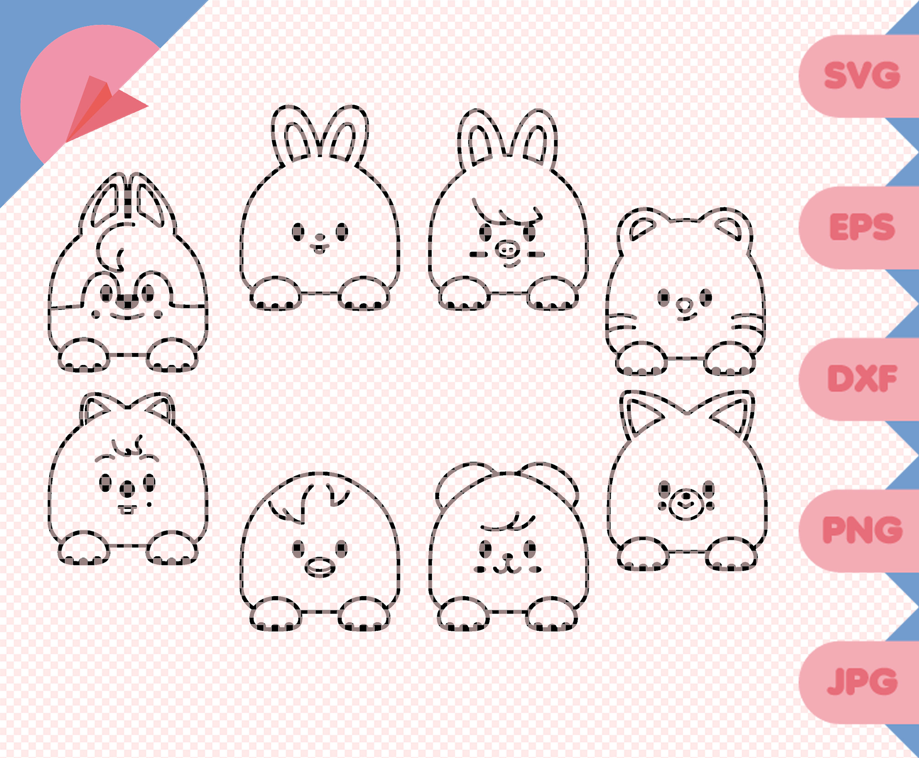 Stray Kids SKZOO cute set kpop svg eps dxf png jpg vector, cricut ...